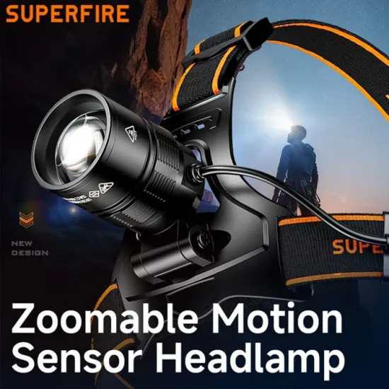 Rechargeable headlamp with sensor HL77-S, 15W, 550lm, 3150K, 3000mah ...